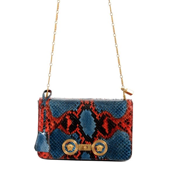 Versace | Bags | Versace Tribute Python Leather Shoulder Handbag | Poshmark